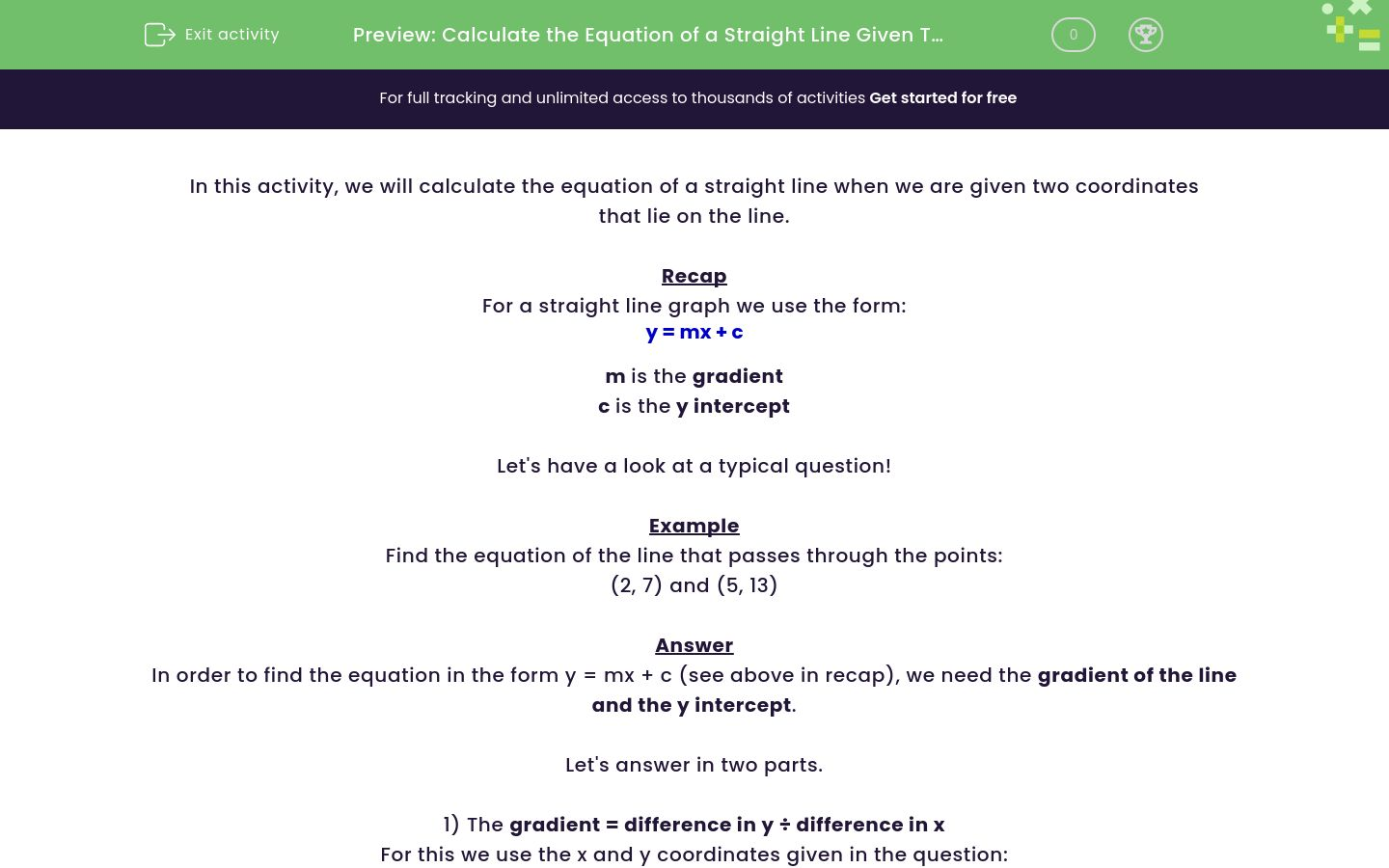 Calculate the Equation of a Straight Line Given Two Coordinates ...