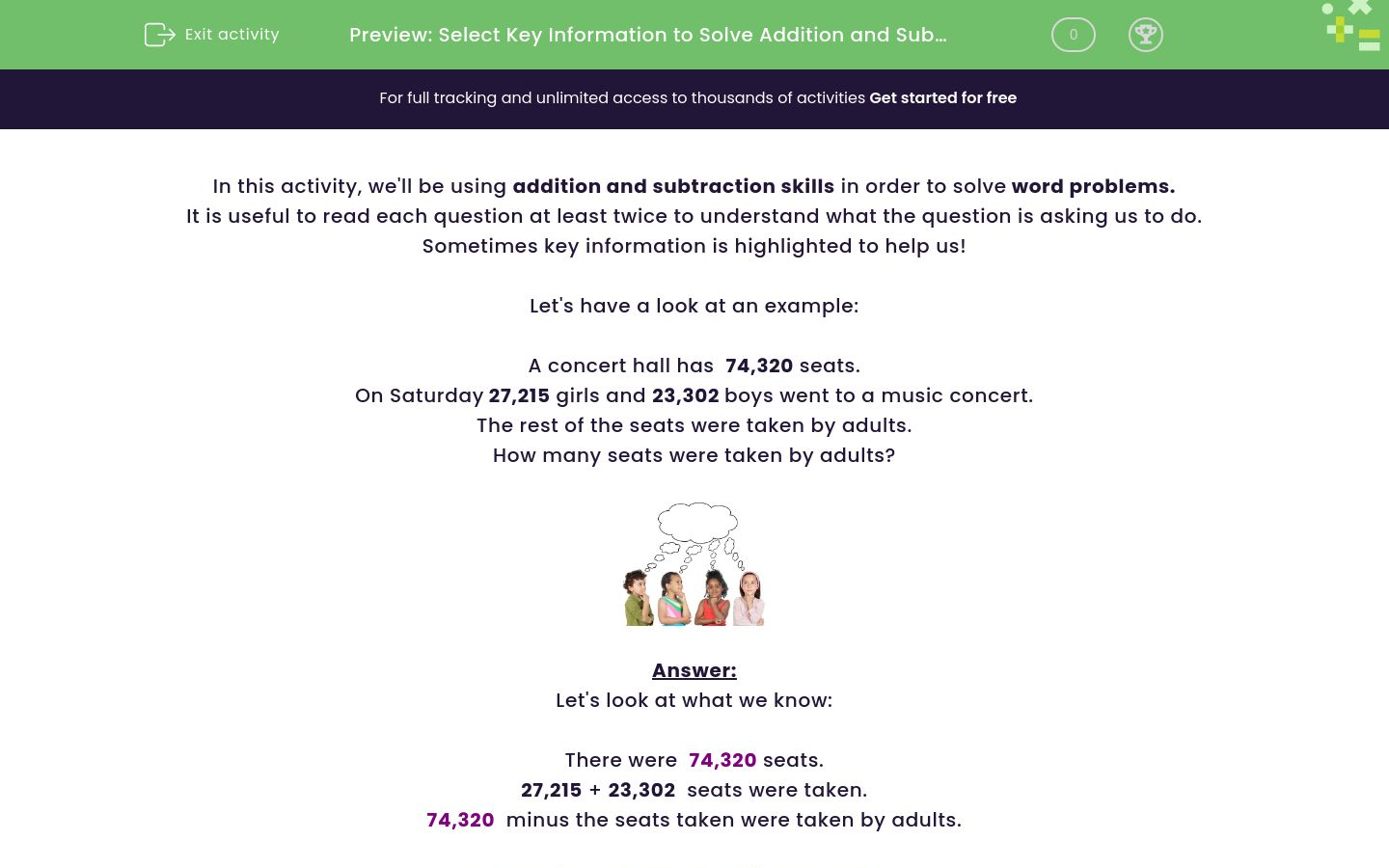 Select Key Information to Solve Addition and Subtraction Word Problems ...
