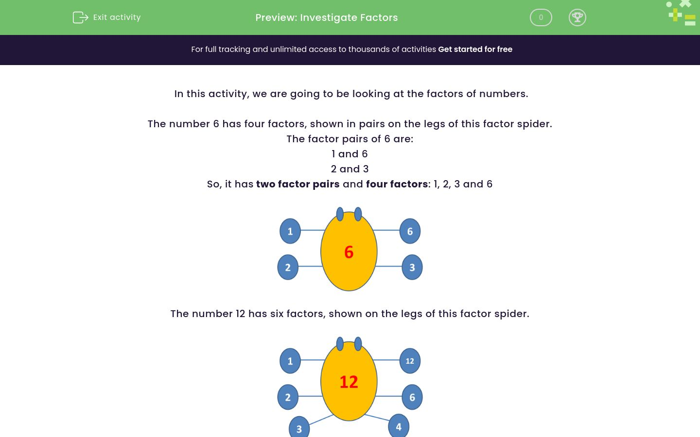 Investigate Factors Worksheet - EdPlace