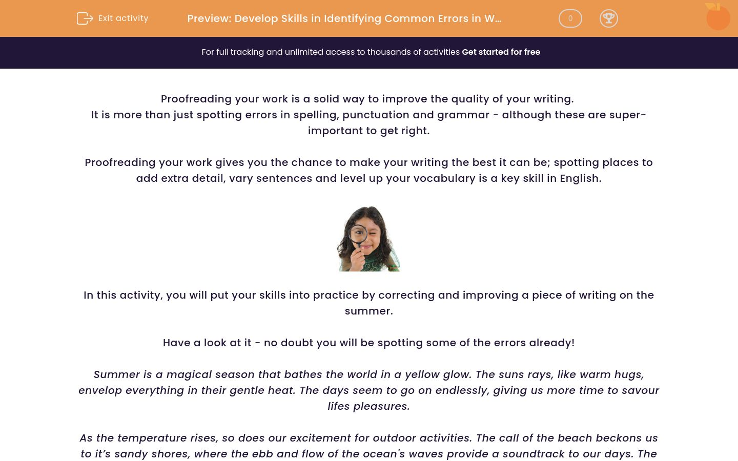 Develop Skills in Identifying Common Errors in Writing Worksheet - EdPlace