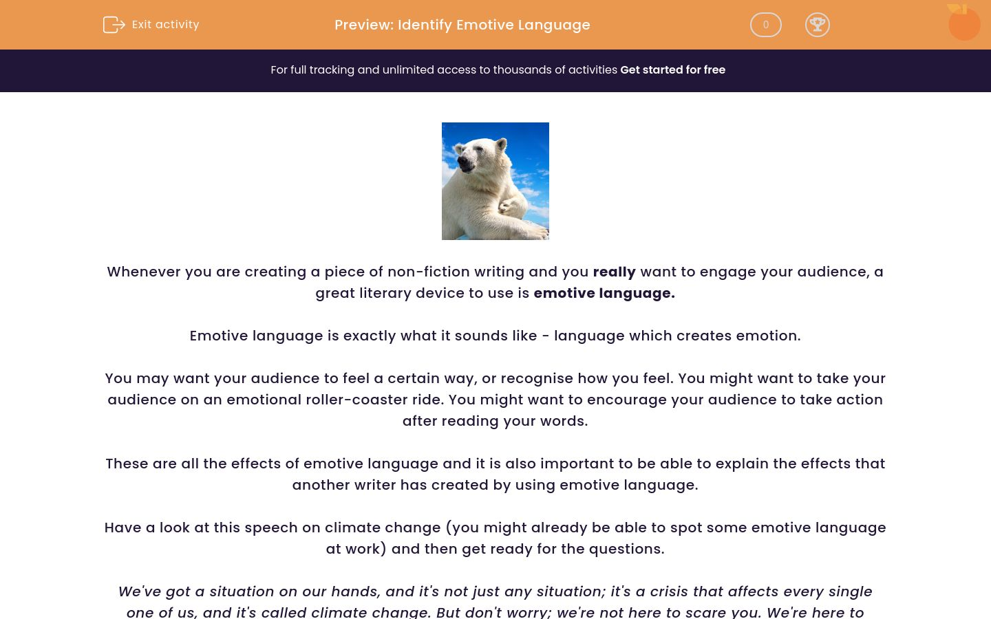 Identify Emotive Language Worksheet - EdPlace