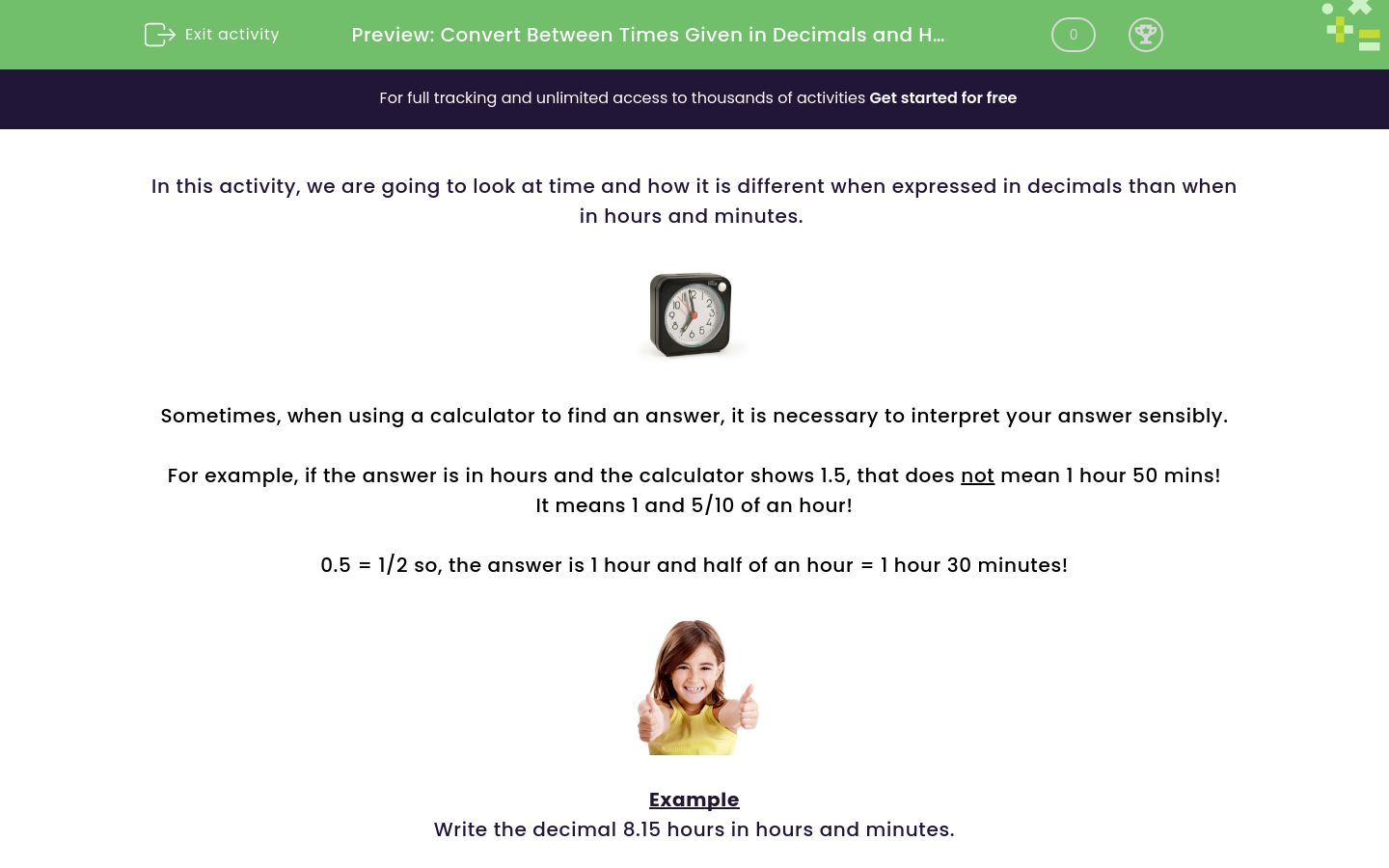 Convert Between Times Given in Decimals and Hours and Minutes Worksheet ...