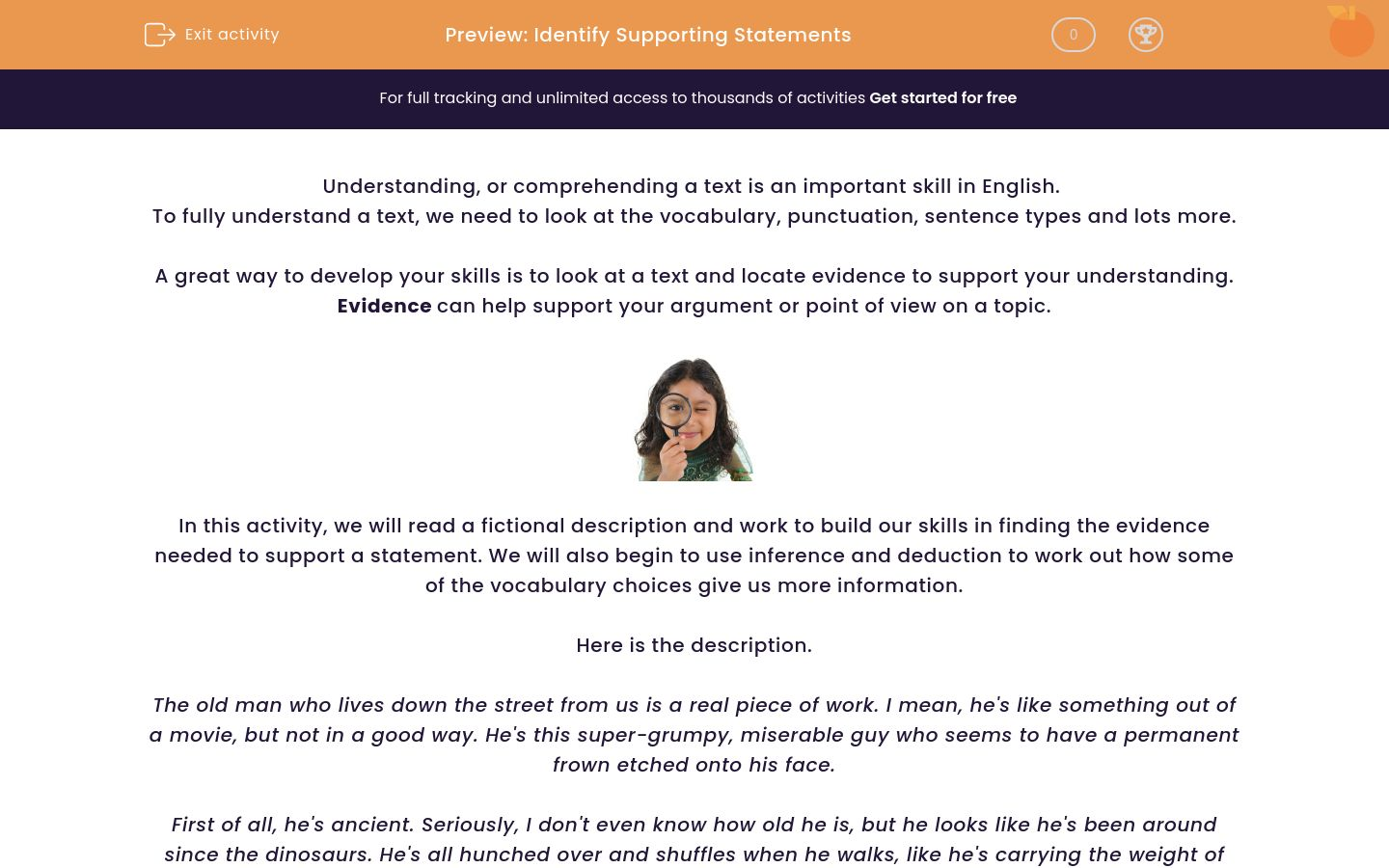 Identify Supporting Statements Worksheet - EdPlace