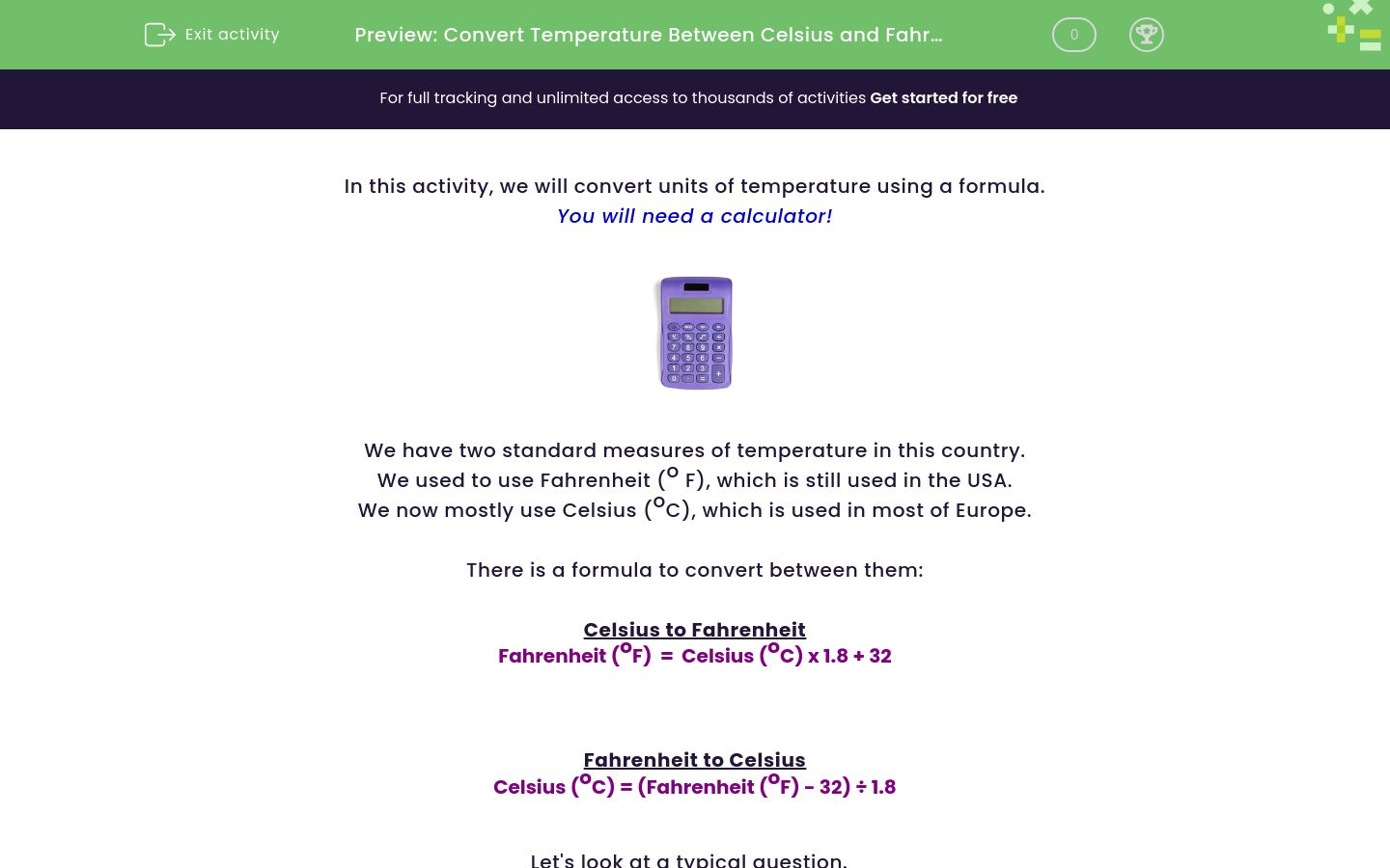 Convert Temperature Between Celsius and Fahrenheit Worksheet - EdPlace