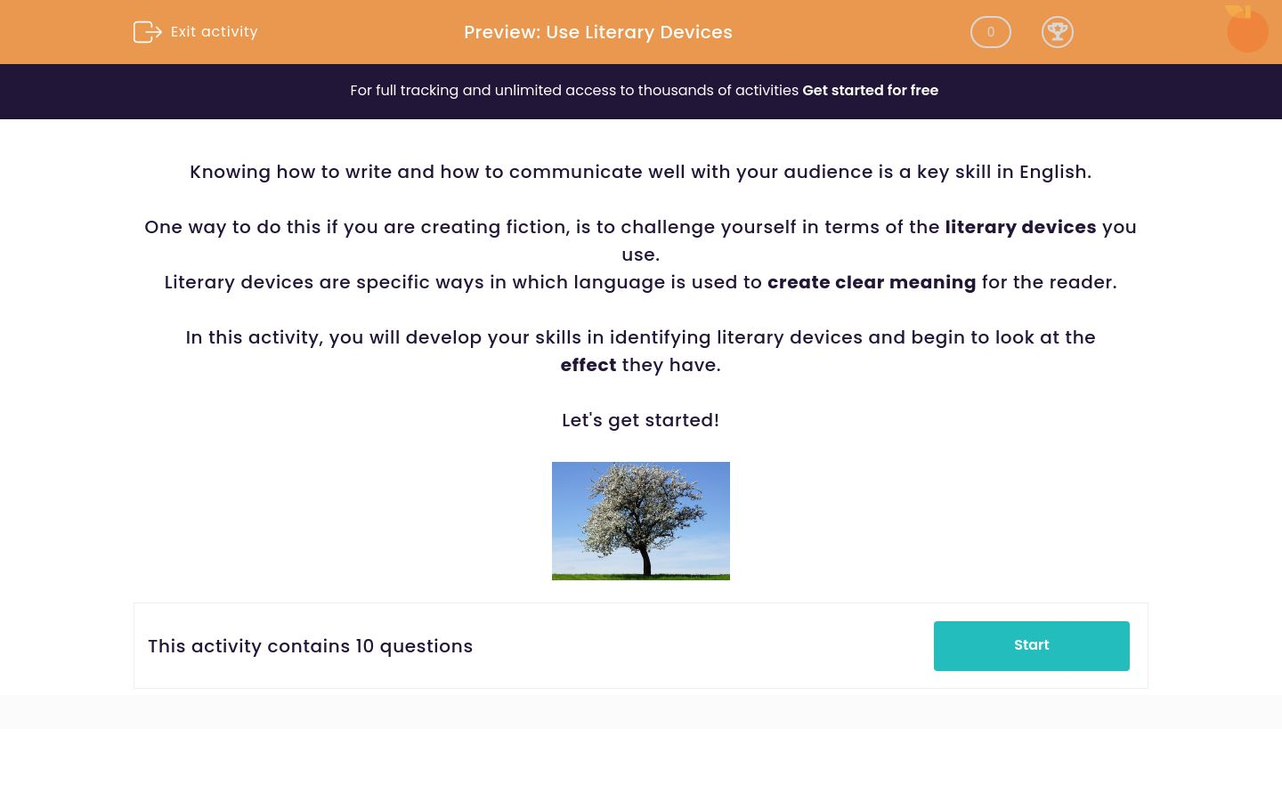 Use Literary Devices Worksheet - EdPlace