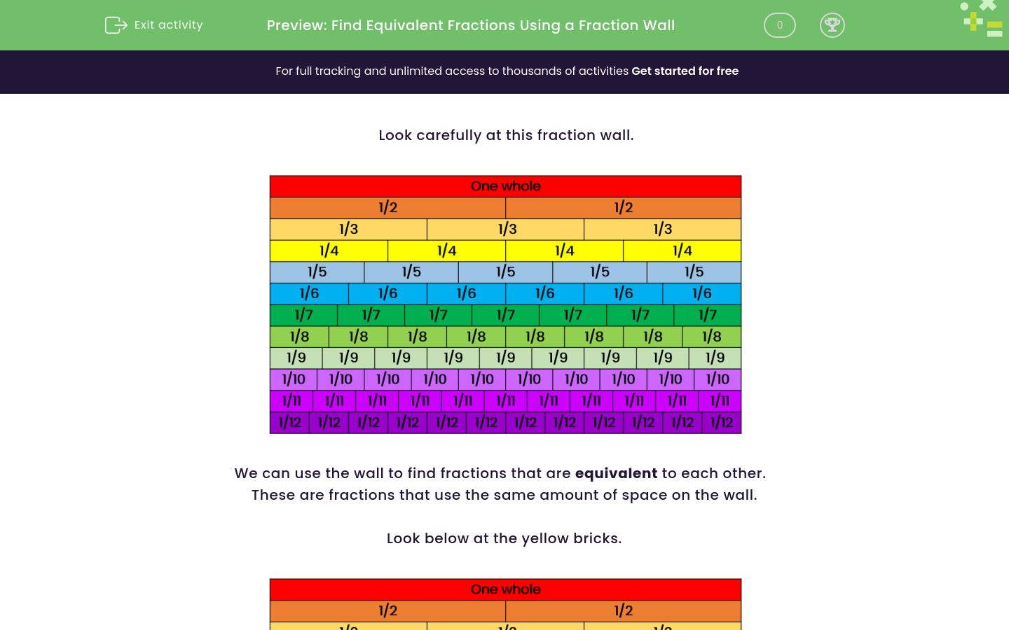 Find Equivalent Fractions Using a Fraction Wall Worksheet - EdPlace