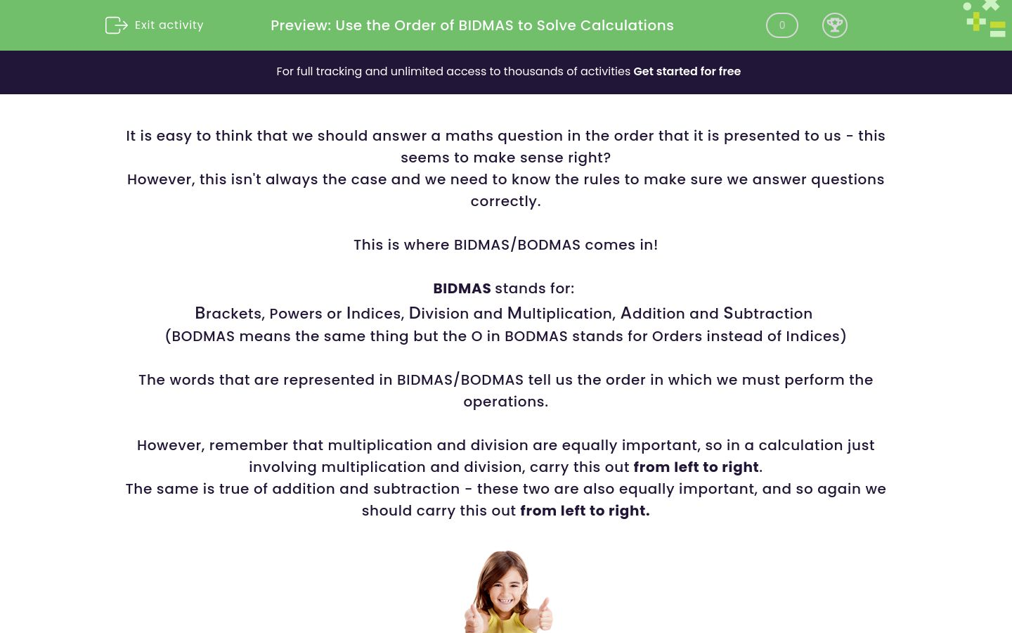 Use the Order of BIDMAS to Solve Calculations Worksheet - EdPlace