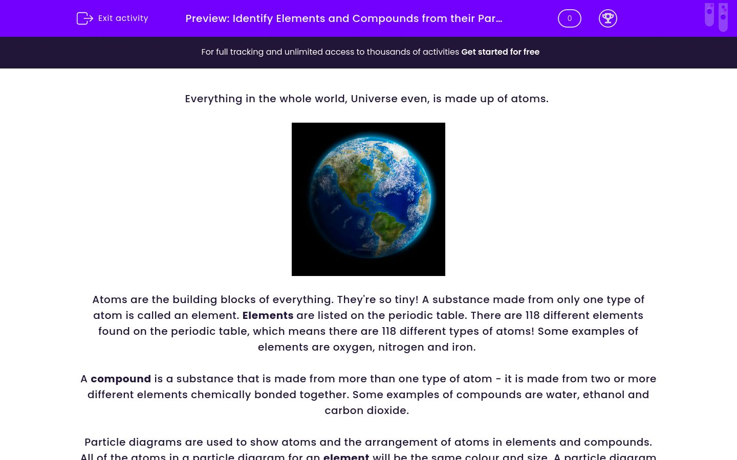 Identify Elements and Compounds from their Particle Diagrams Worksheet ...