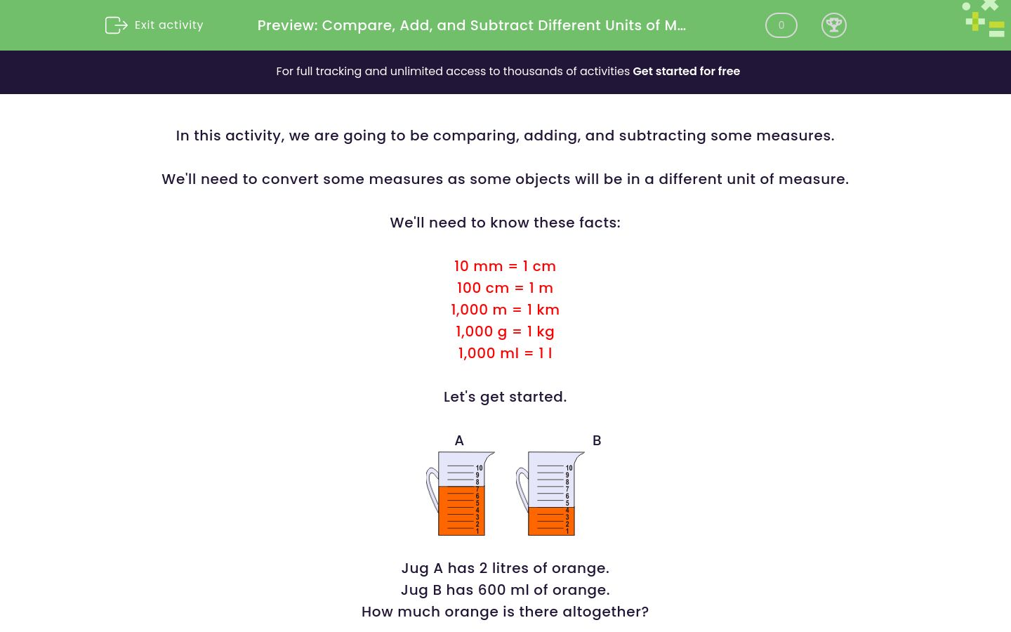 Compare, Add, and Subtract Different Units of Measure Worksheet - EdPlace