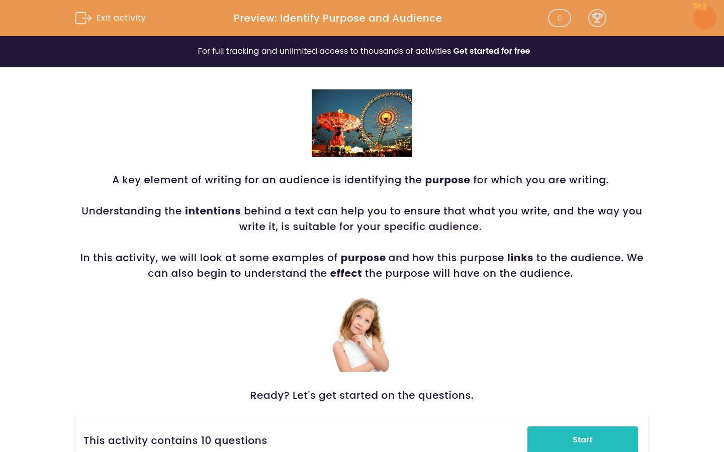 Identify Purpose and Audience Worksheet - EdPlace