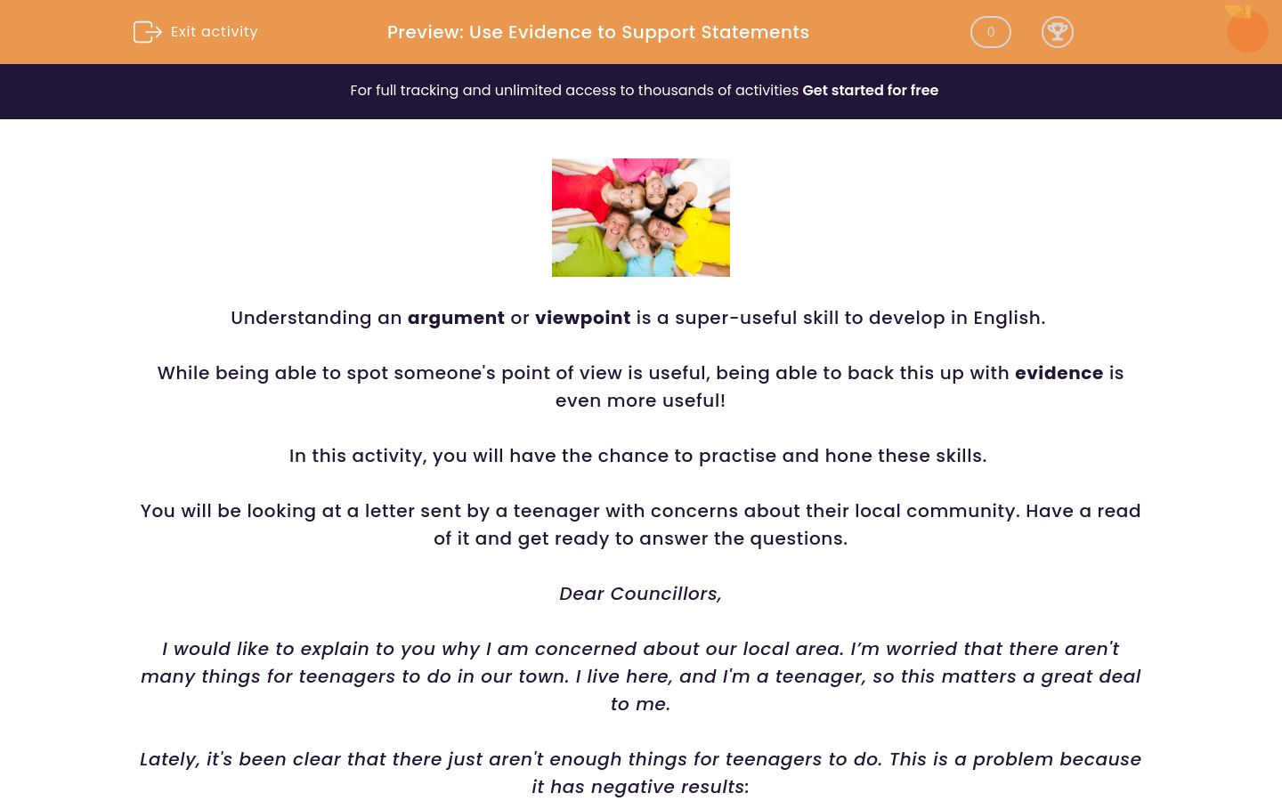 Use Evidence to Support Statements Worksheet - EdPlace