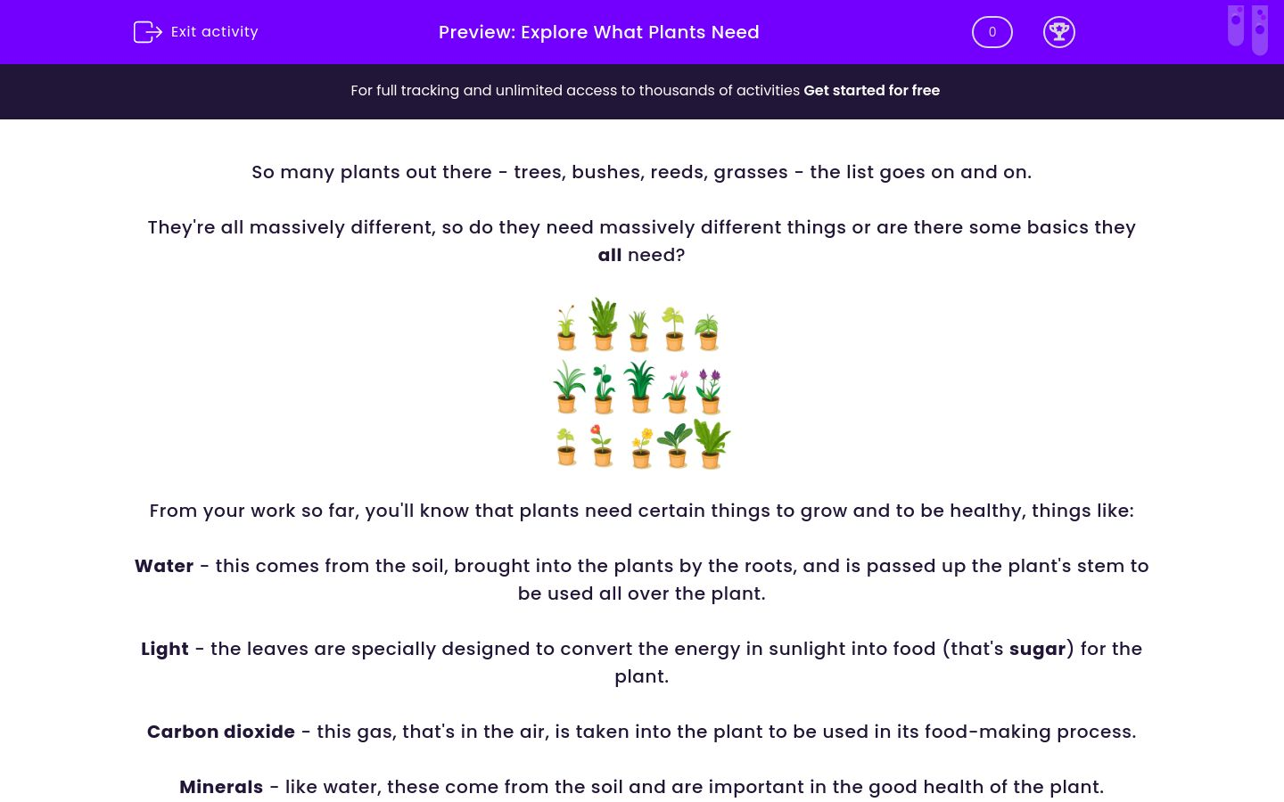 Explore What Plants Need Worksheet - EdPlace