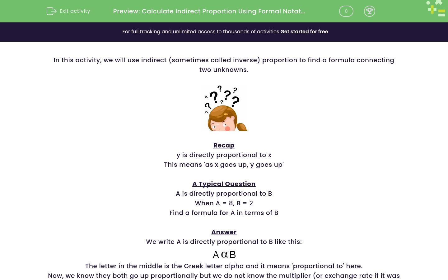Calculate Indirect Proportion Using Formal Notation Worksheet - EdPlace