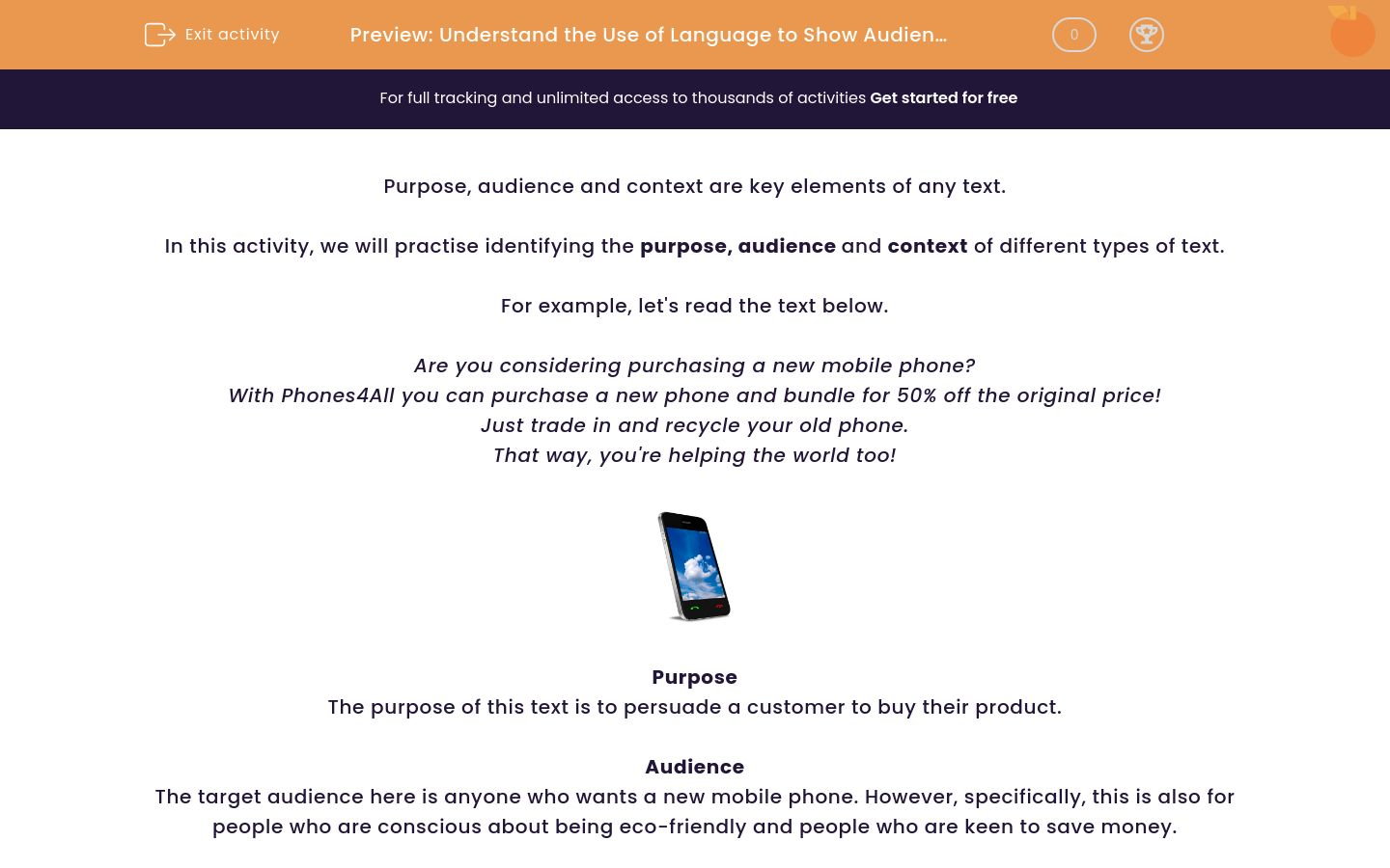 Understand the Use of Language to Show Audience, Purpose and Context ...