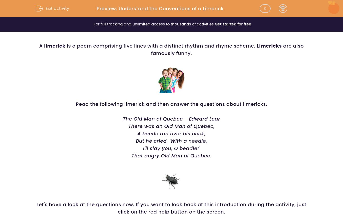 Understand the Conventions of a Limerick Worksheet - EdPlace