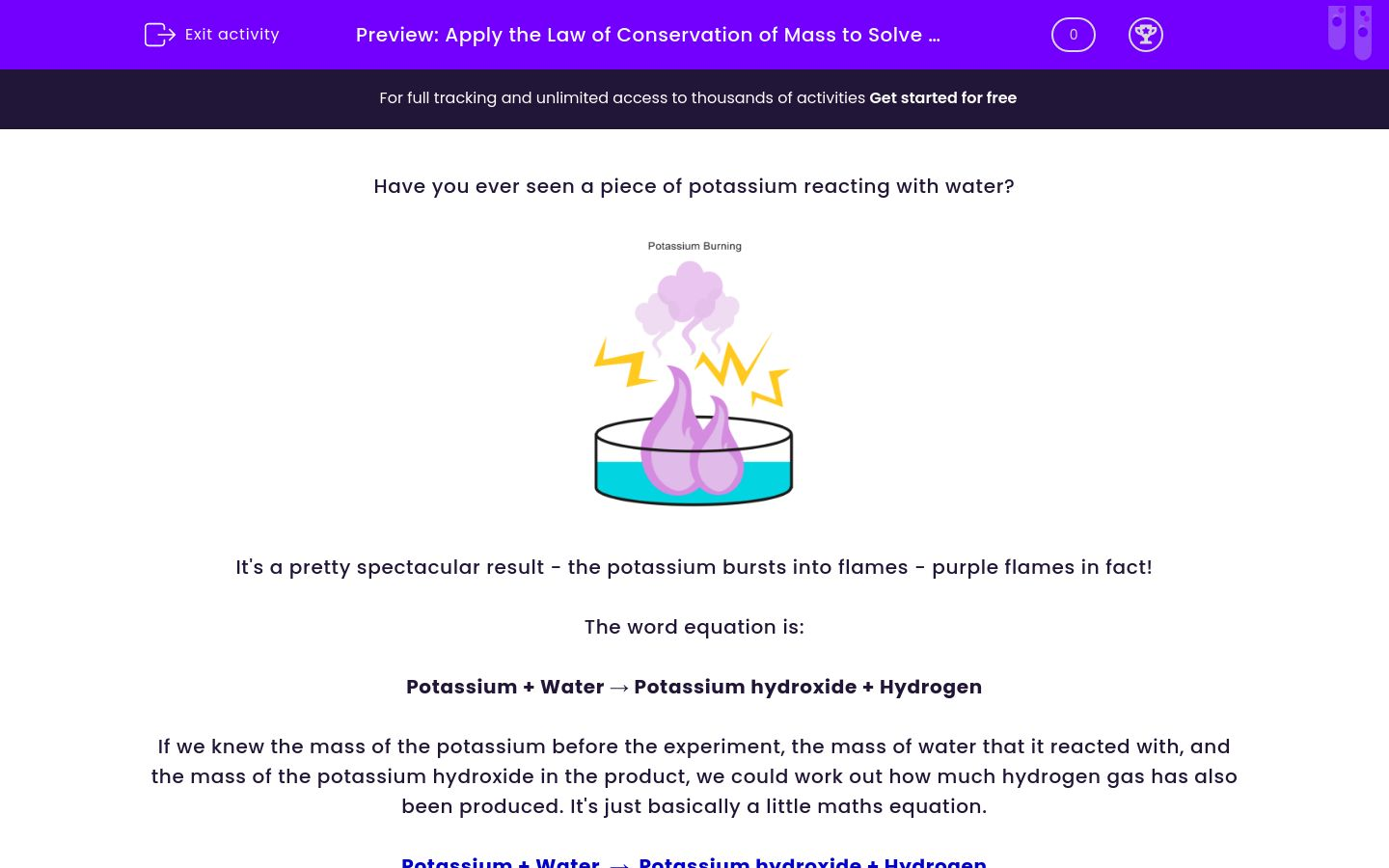 Apply the Law of Conservation of Mass to Solve Calculations Worksheet ...
