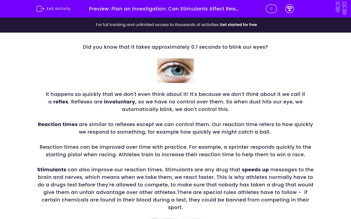 Plan an Investigation: Can Stimulants Affect Reaction Times? Worksheet ...