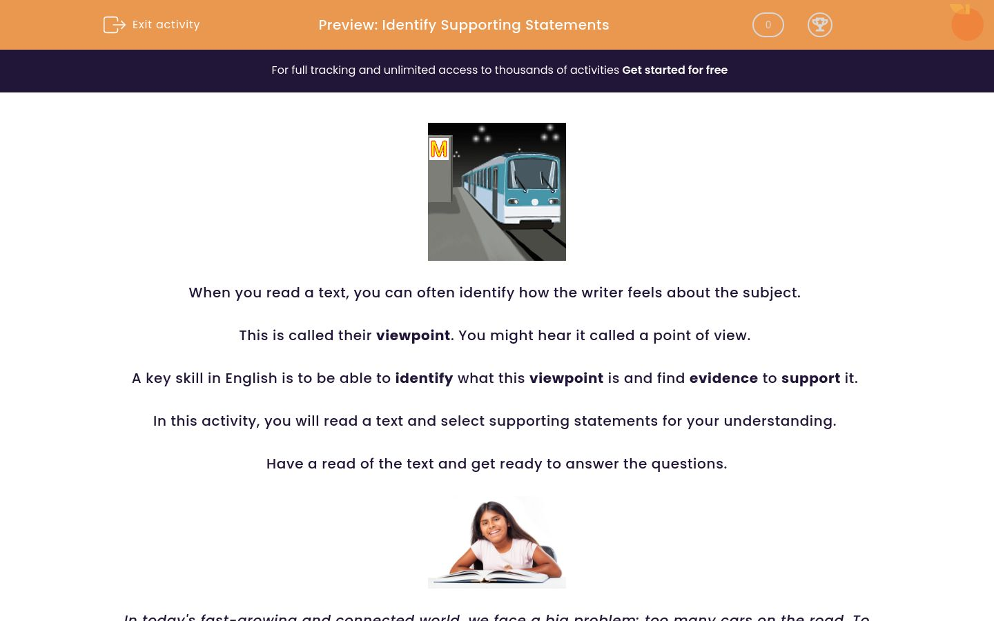 Identify Supporting Statements Worksheet - EdPlace