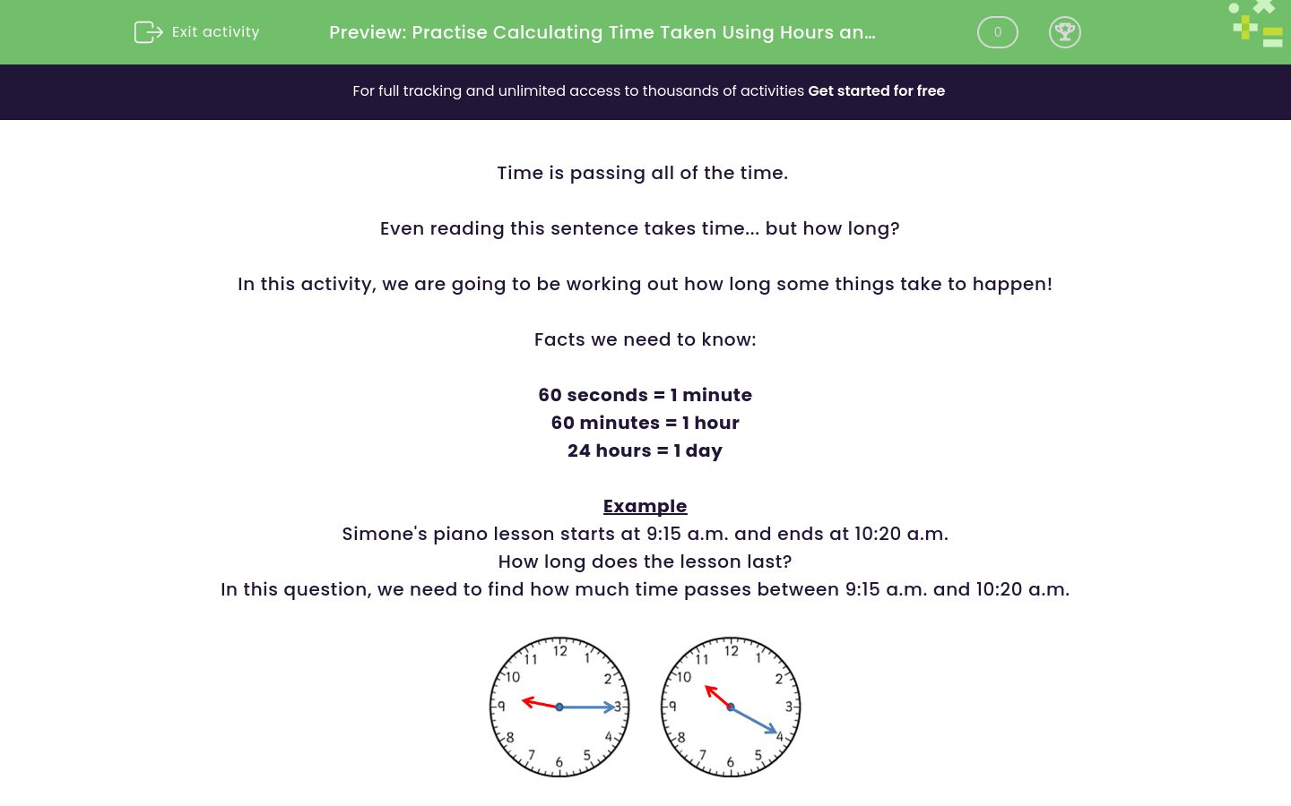 Practise Calculating Time Taken Using Hours and Minutes Worksheet - EdPlace