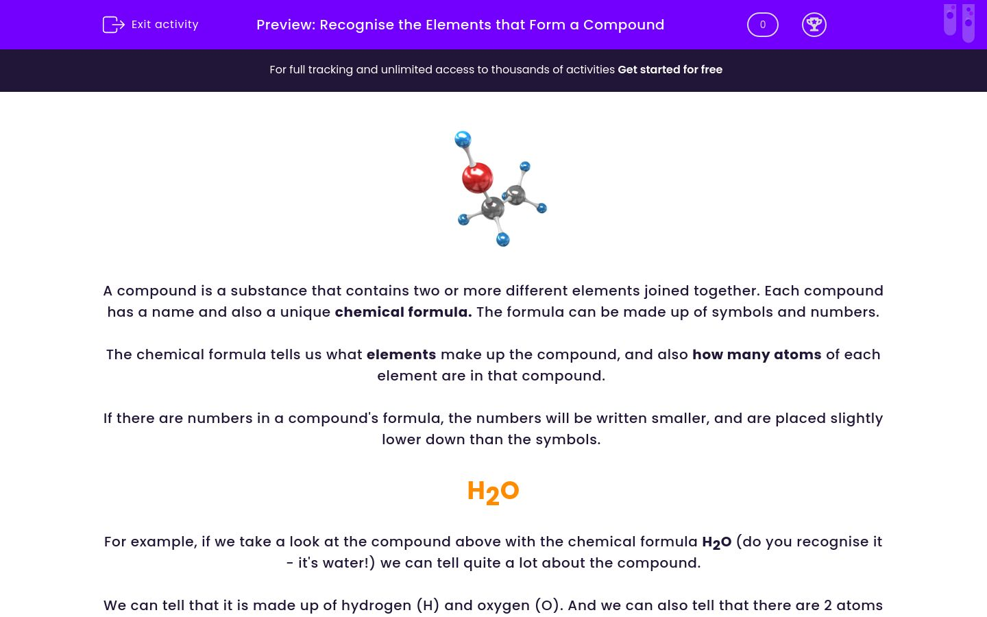 Recognise the Elements that Form a Compound Worksheet - EdPlace