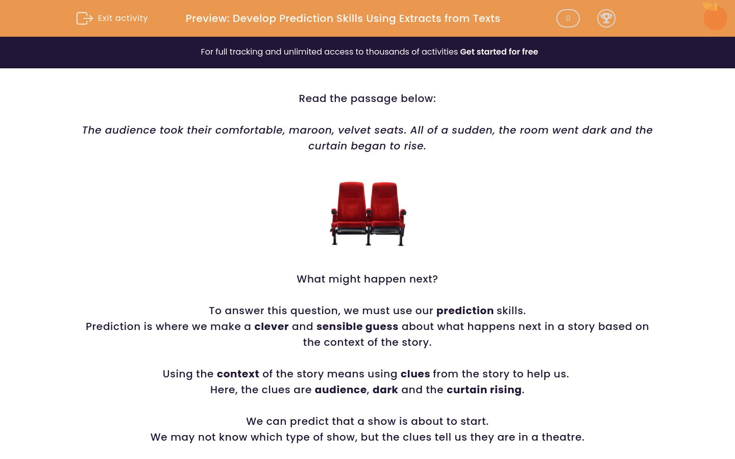 Develop Prediction Skills Using Extracts from Texts Worksheet - EdPlace