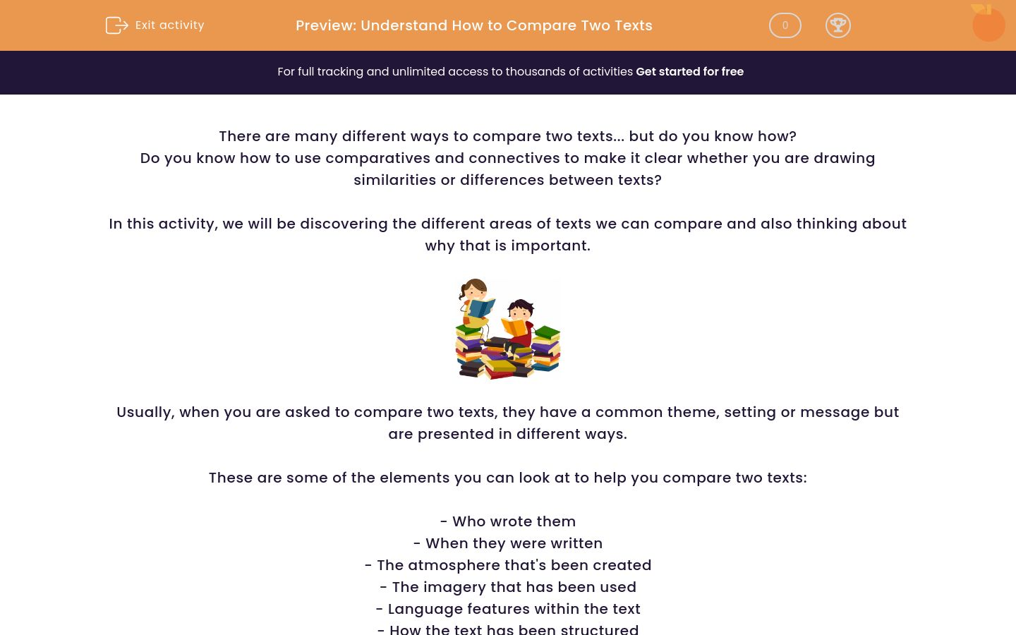 Understand How to Compare Two Texts Worksheet - EdPlace