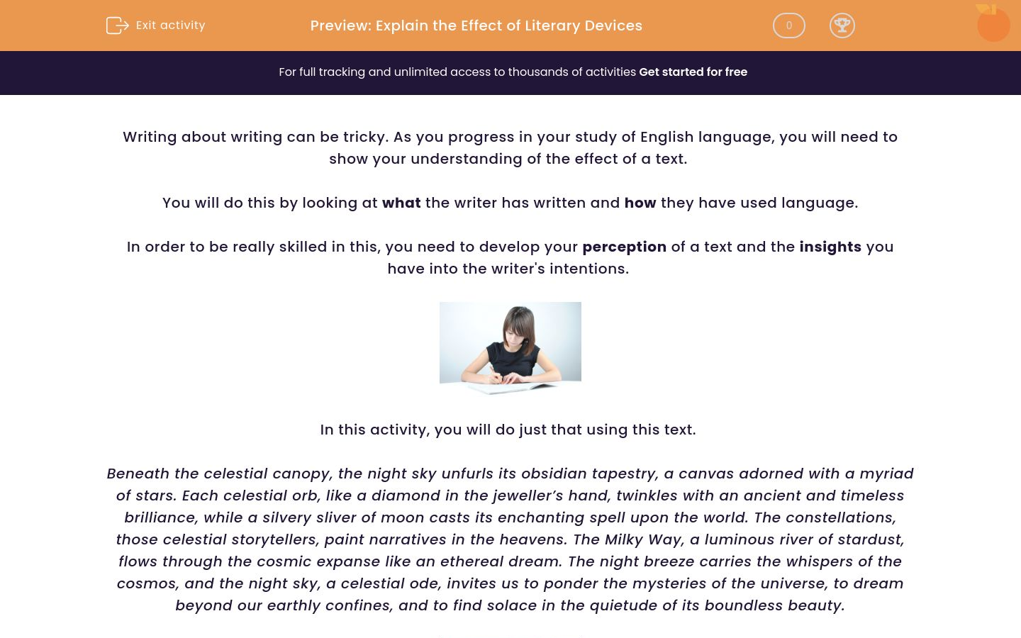 Explain the Effect of Literary Devices Worksheet - EdPlace