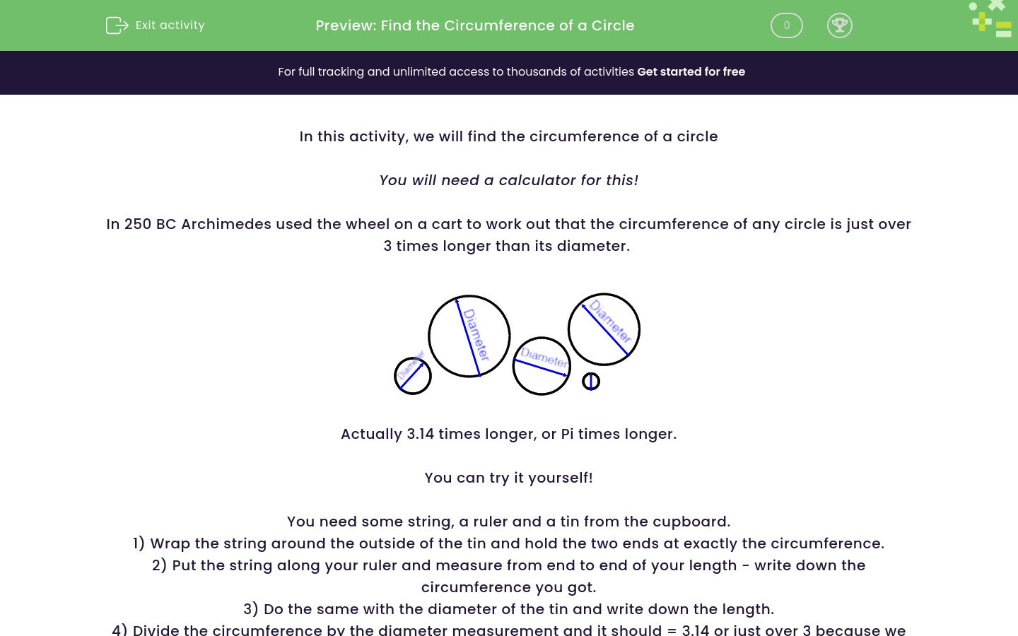 Find the Circumference of a Circle Worksheet - EdPlace