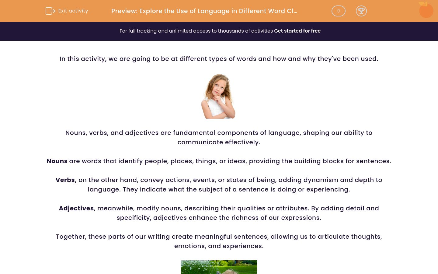 Explore the Use of Language in Different Word Classes Worksheet - EdPlace