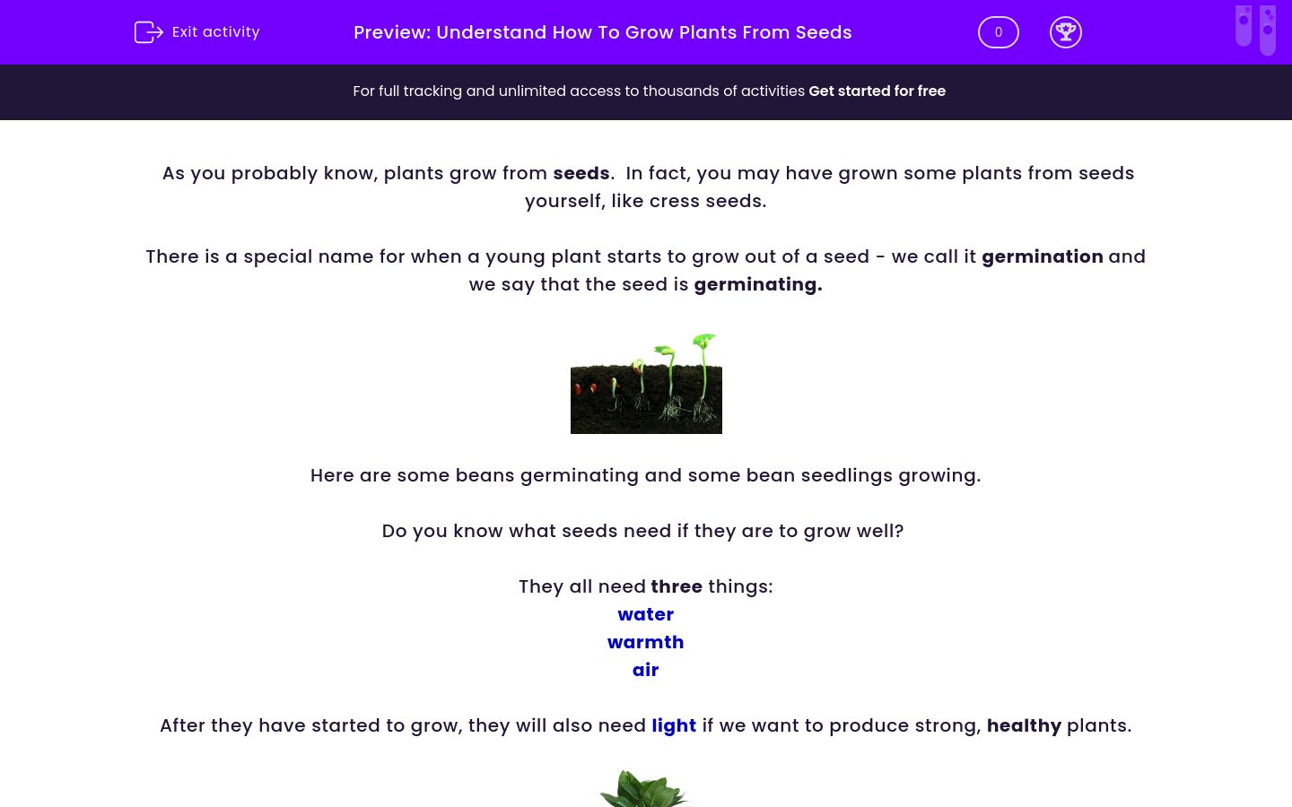 Understand How To Grow Plants From Seeds Worksheet - EdPlace
