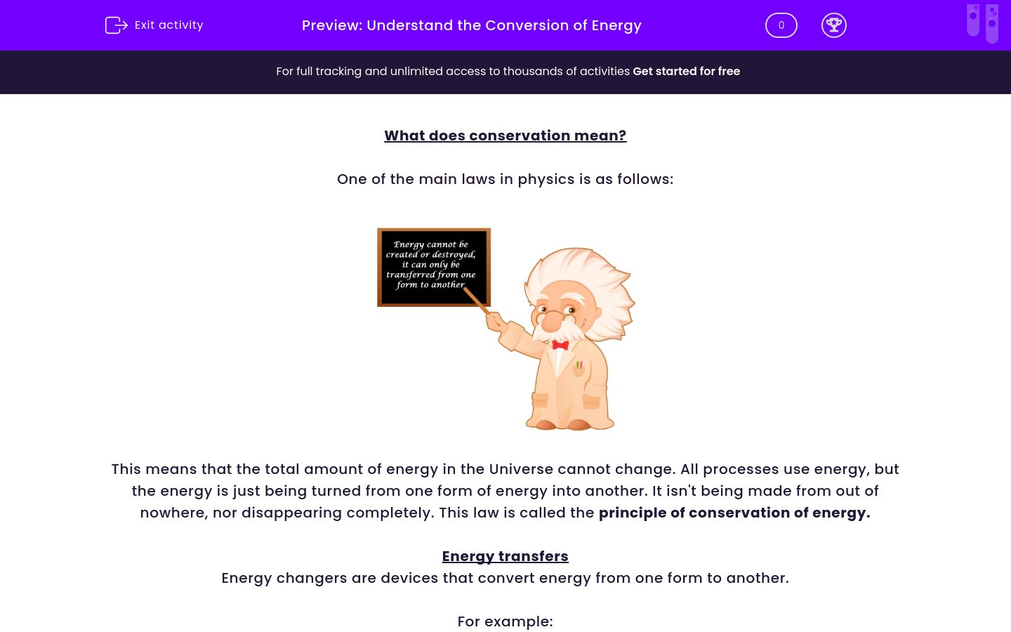 Understand the Conversion of Energy Worksheet - EdPlace