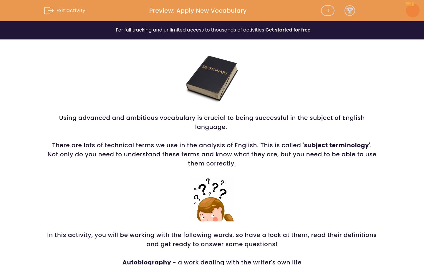 Apply New Vocabulary Worksheet - EdPlace