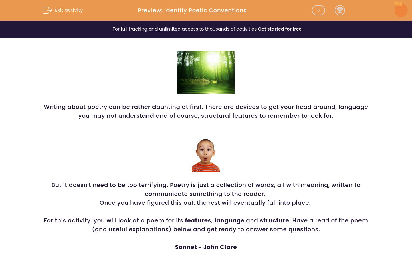 Identify Poetic Conventions Worksheet - EdPlace