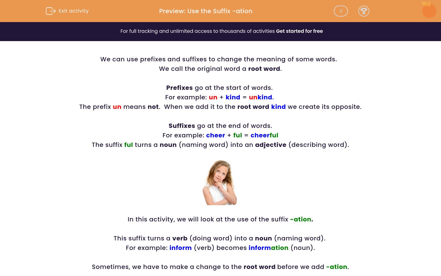Use the Suffix -ation Worksheet - EdPlace