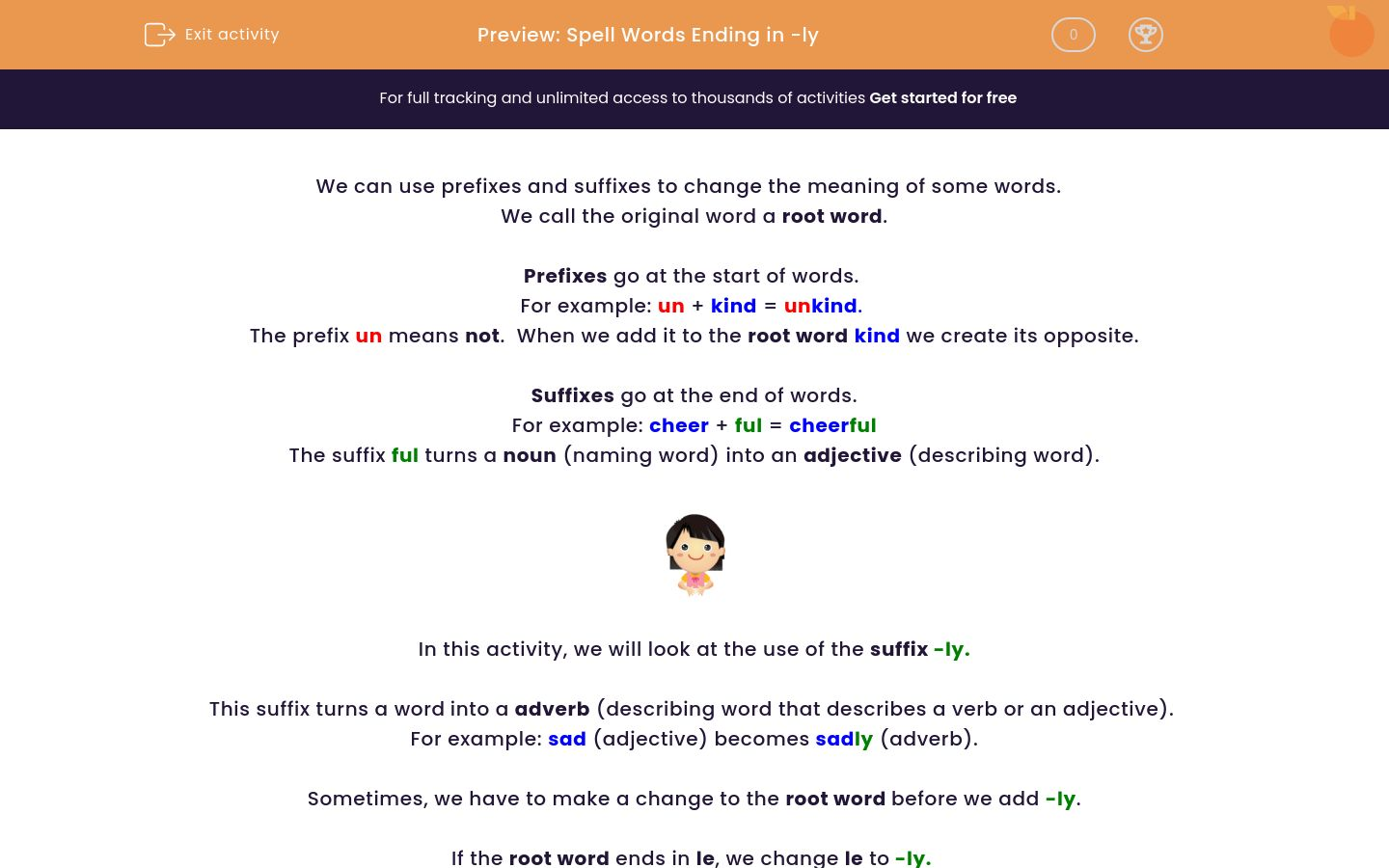 Spell Words Ending in -ly Worksheet - EdPlace
