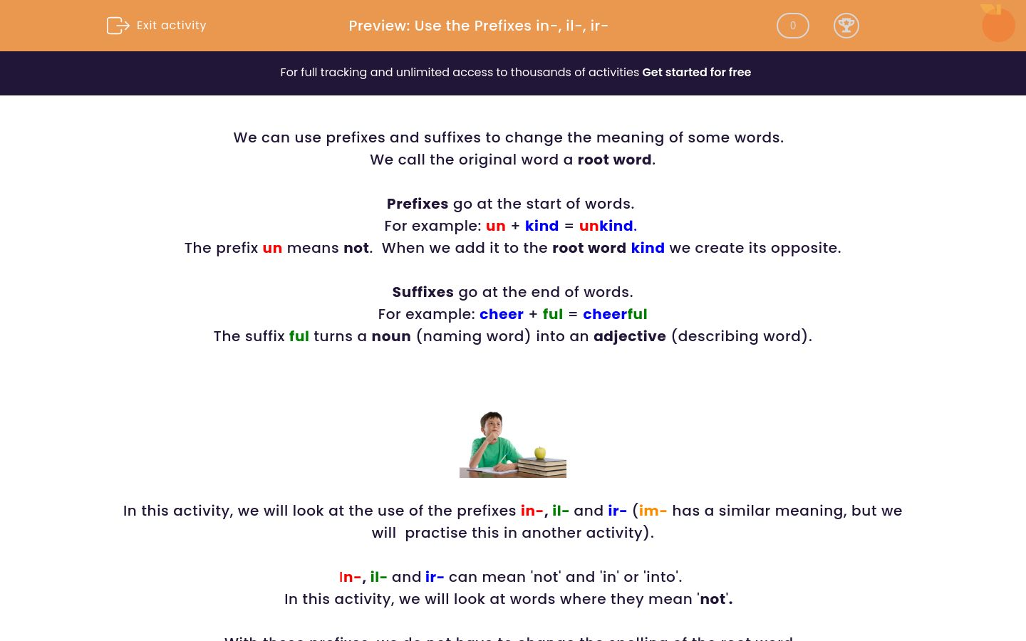Use the Prefixes in-, il-, ir- Worksheet - EdPlace