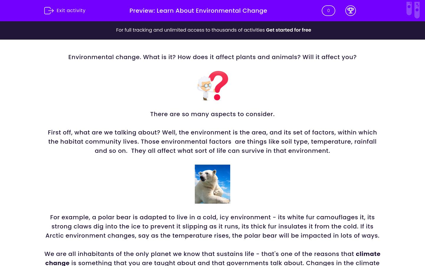 Learn About Environmental Change Worksheet - EdPlace