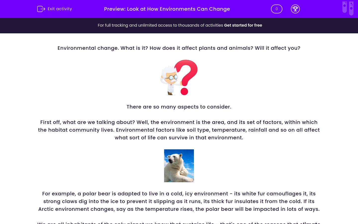 Look at How Environments Can Change Worksheet - EdPlace