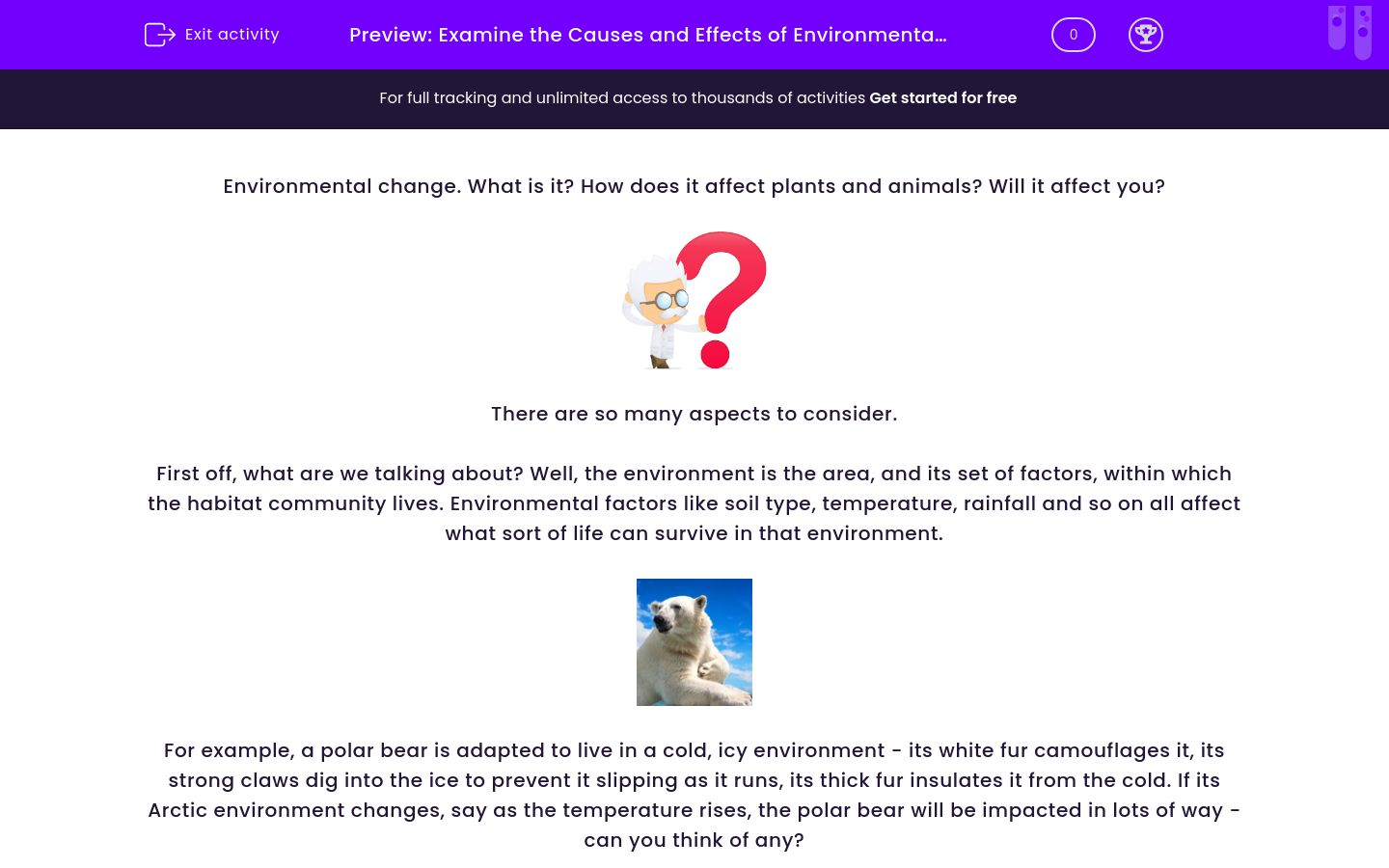 Examine the Causes and Effects of Environmental Change Worksheet - EdPlace