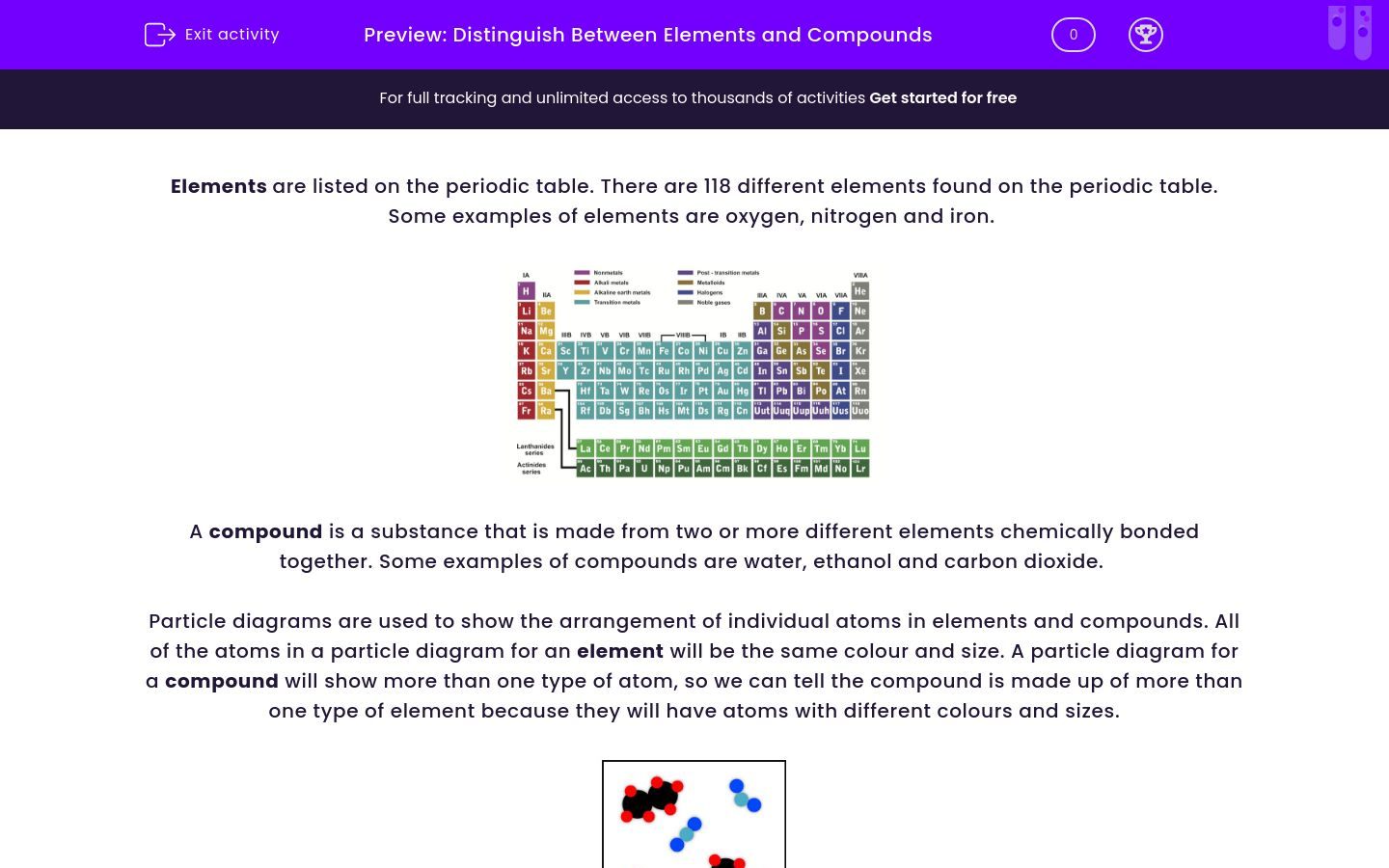 Distinguish Between Elements and Compounds Worksheet - EdPlace