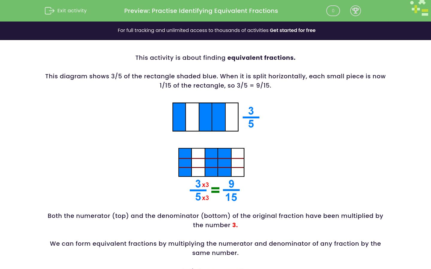 Practise Identifying Equivalent Fractions Worksheet - EdPlace