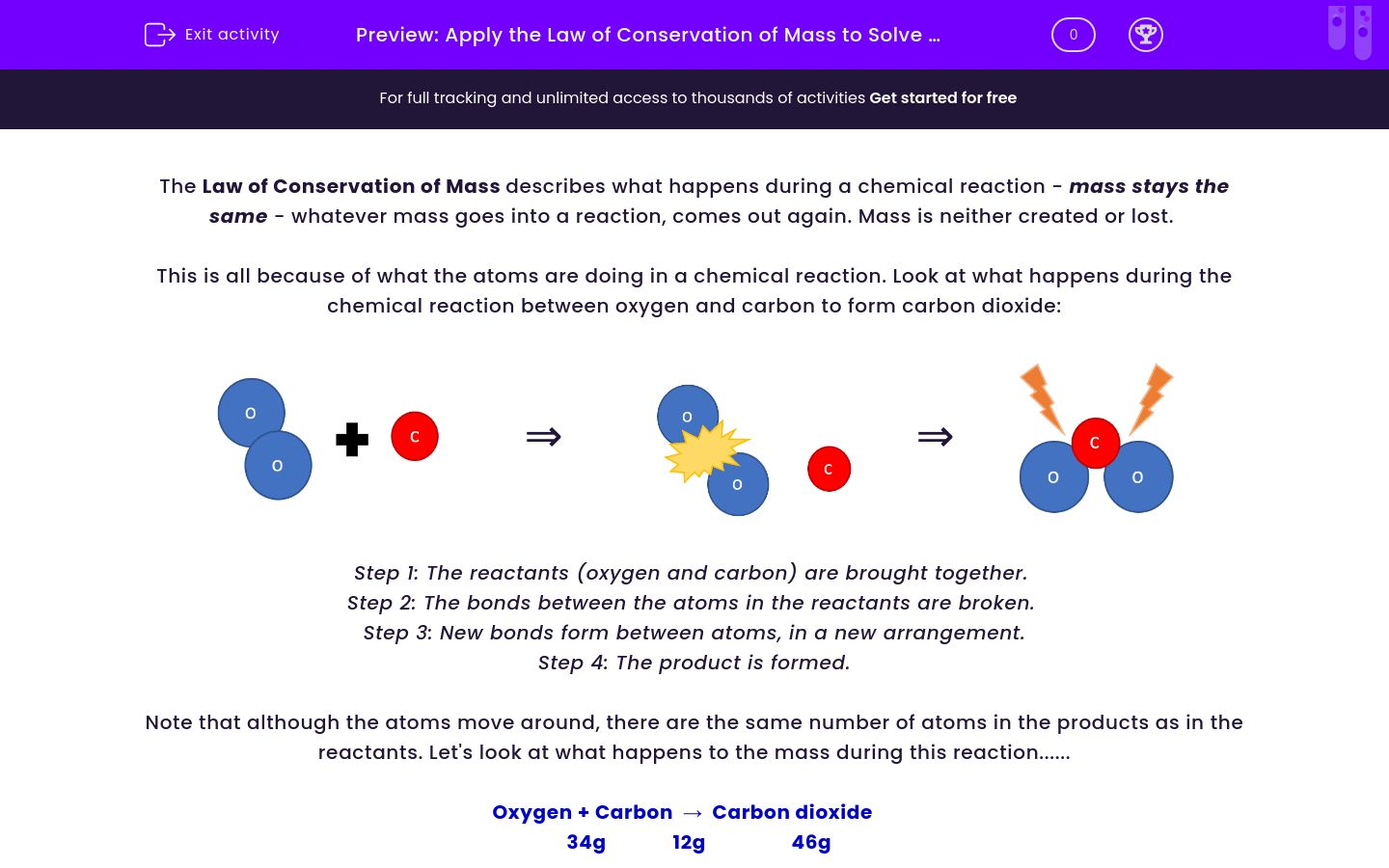 Apply the Law of Conservation of Mass to Solve Calculations Worksheet ...