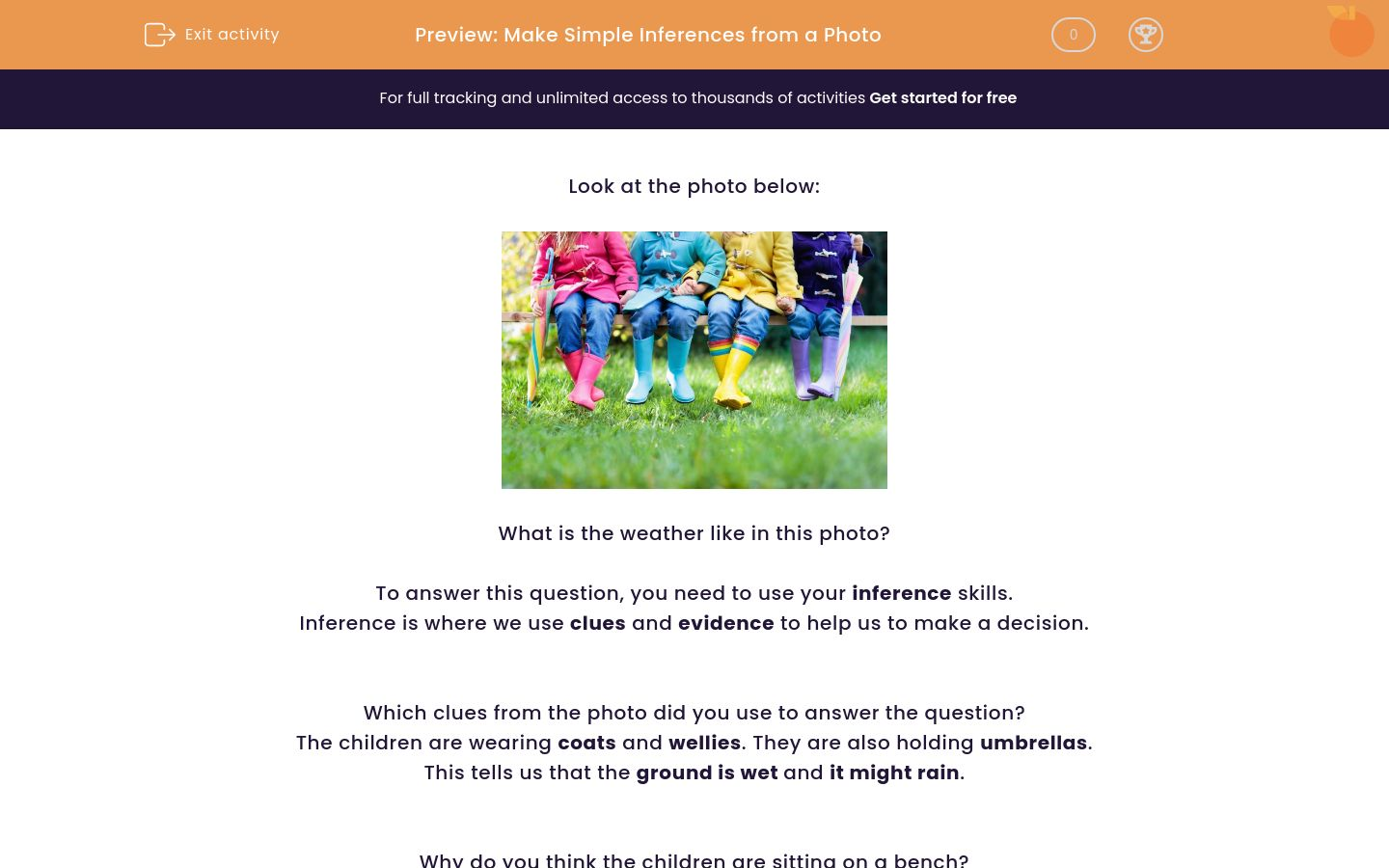 Make Simple Inferences from a Photo Worksheet - EdPlace