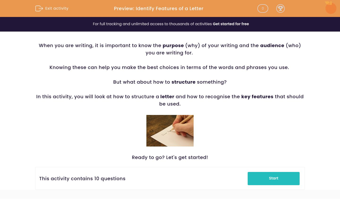 Identify Features of a Letter Worksheet - EdPlace