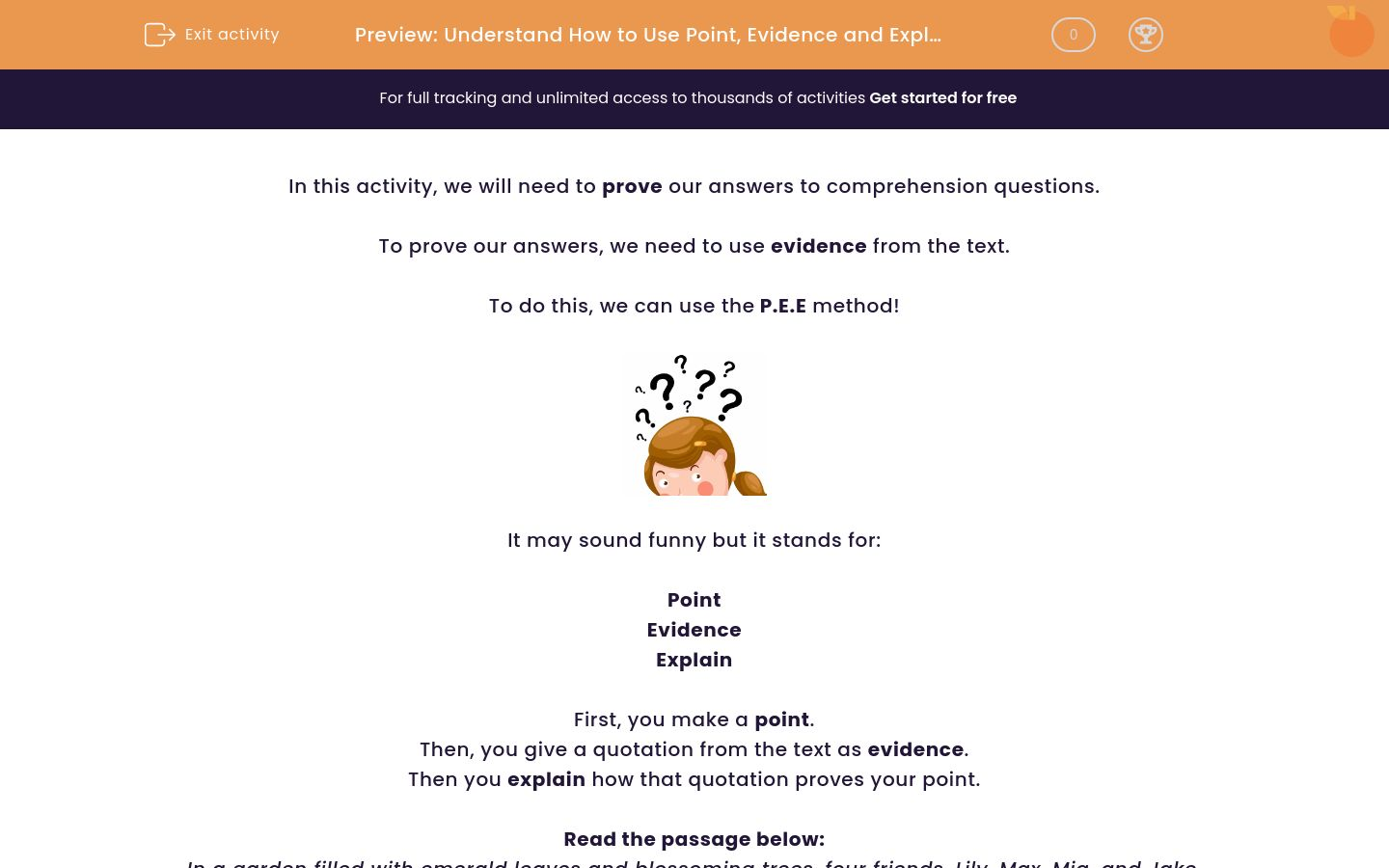 Understand How to Use Point, Evidence and Explain Method Worksheet ...