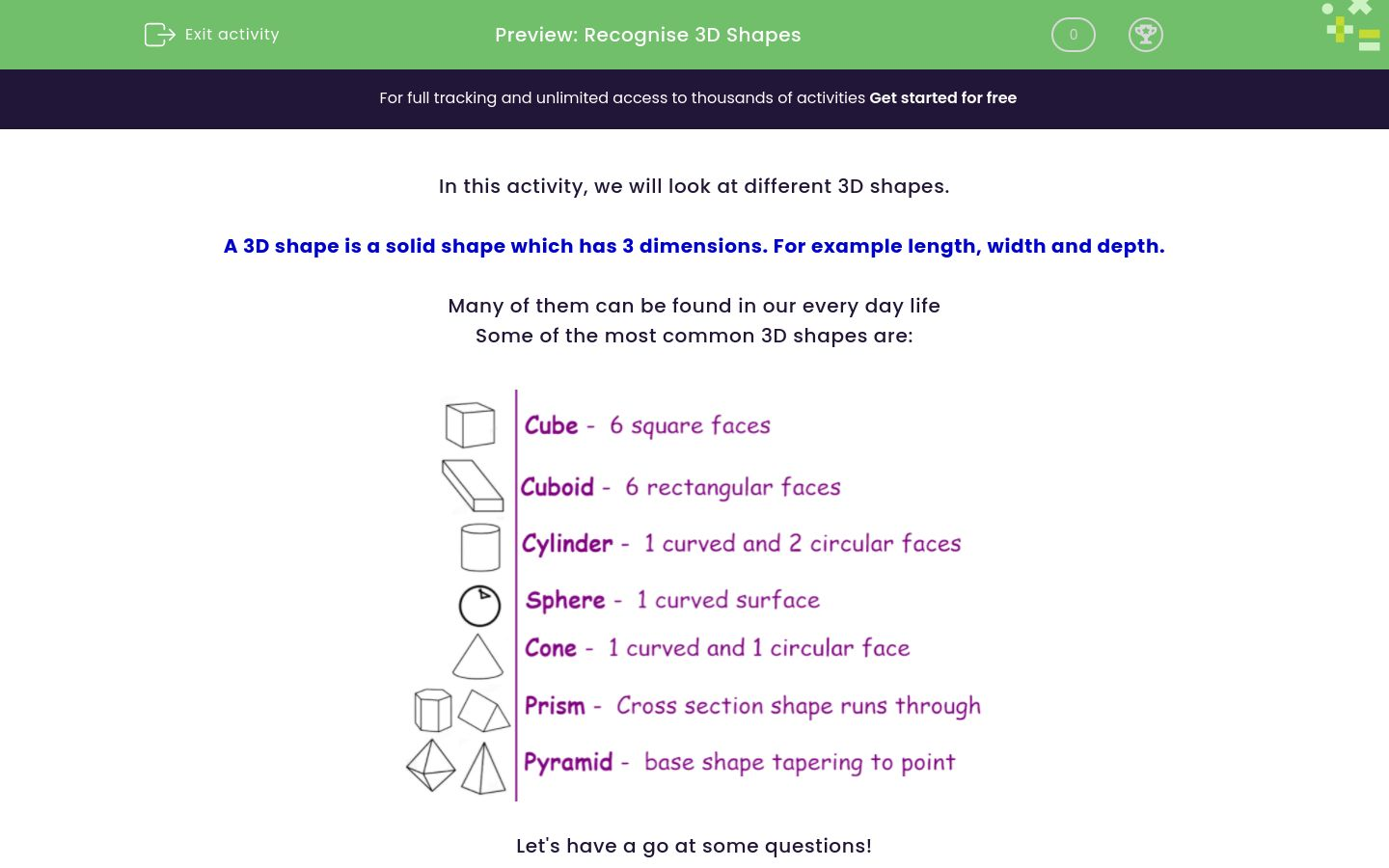 Recognise 3D Shapes Worksheet - EdPlace