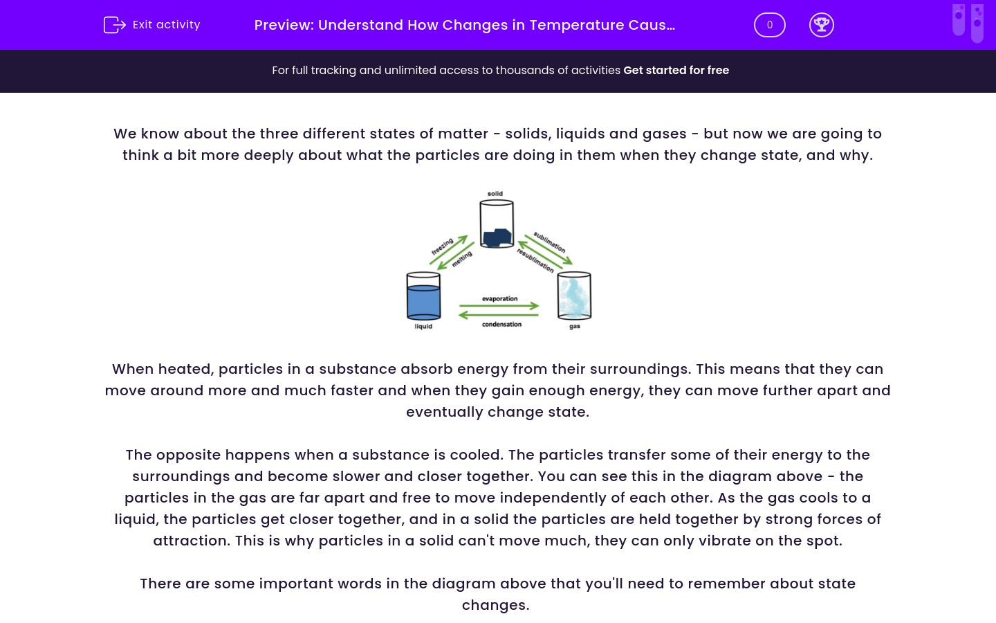 Understand How Changes in Temperature Cause Changes of State Worksheet ...