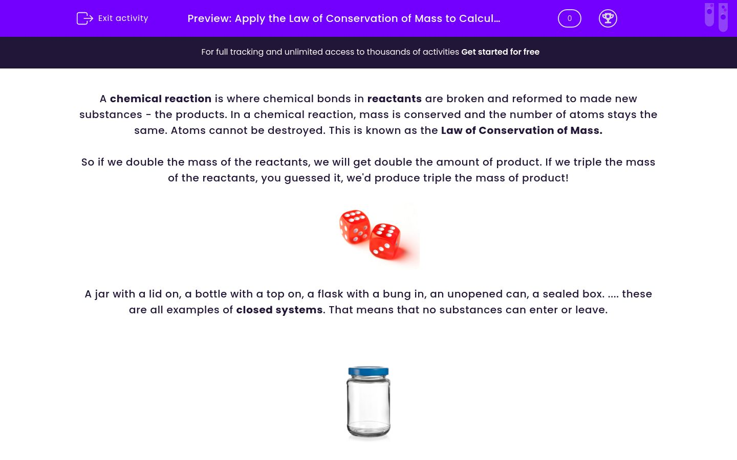Apply the Law of Conservation of Mass to Calculate Reactants and ...