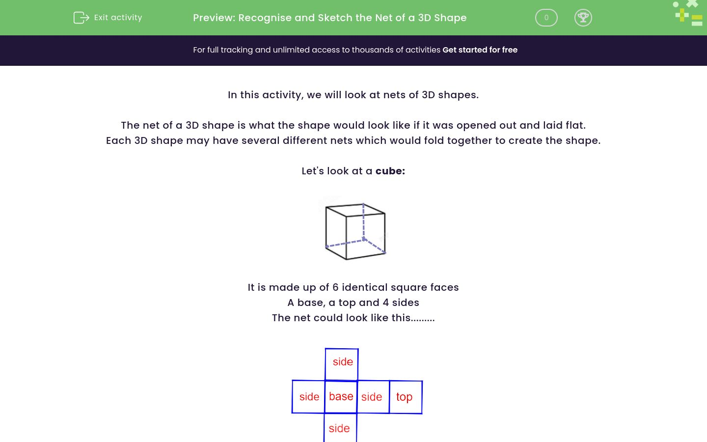 Recognise and Sketch the Net of a 3D Shape Worksheet - EdPlace
