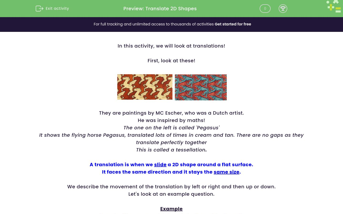 Translate 2D Shapes Worksheet - EdPlace